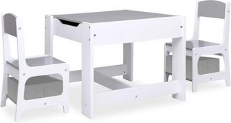 vidaXL Vidaxl - Table enfant avec 2 chaises - MDF blanc - Dimensions table 62x62x48 cm - Coin arrondi pour s&eacute;curit&eacute; - Tableau noir int&eacute;gr&eacute;