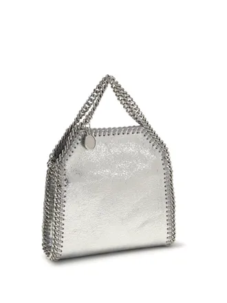 Stella McCartney Womens Metallic Falabella Handbag Silver Polyester Handbags Hand Bags