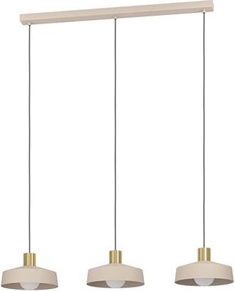 Eglo Hängelampe Valdiola, Pendelleuchte Esstisch 3-flammig, Esszimmerlampe aus Metall in Sandfarben und Messing-Gebürstet, Hängeleuchte mit E27 Fassung