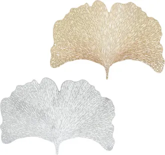 BESPORTBLE 2 St&uuml;ck Tischsets Ginkgoblatt aus Rei&szlig;festem PVC W&auml;rmeisolierend rutschfest Gold und Silber Tischdekoration f&uuml;r Haushalt Hotel und Restaurant