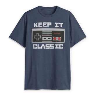 Nintendo Herren Keep It Classic T-Shirt, Marineblau, meliert, 5X-Gro&szlig;