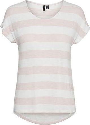 Vero Moda VMWIDE Stripe S/L Top GA JRS Noos, Rose/Rayures : Blanc, XS Femme
