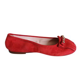Red Valentino REDValentino Red Suede Fringed Ballerinas Size 37