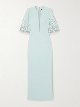 Jenny Packham Kalani Robe Aus Cady Mit T&uuml;llbes&auml;tzen Und Verzierungen - Blau