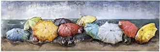 Gilde Gallery Bild xxl Beach of Parasols - Sonnenschirme - Strand - Sommer - Handarbeit 180 x 60 cm