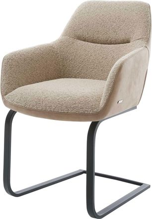 DELIFE Schwingstuhl Pejo-Flex Freischwinger flach Schwarz Materialmix Schlamm Taschenfederkern