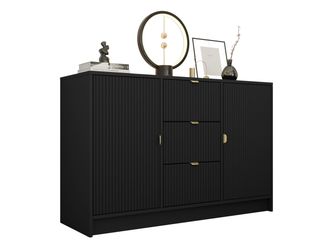 Mirjan24 Kommode Tireno 2D3SZ mit 3 Schubladen und 2 T&uuml;ren, geriffelte Fronten, B:118 x H:75 x T:40 cm, Highboard, Anrichte, Sideboard, Mehrzweckschrank, Wohnz