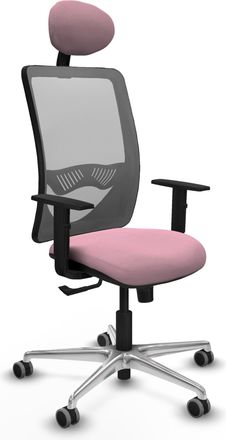 Piqueras y Crespo Schreibtisch mit Rollen, Rosa Zulema mit 1D-Armlehnen, h&ouml;henverstellbarer Lendenwirbelst&uuml;tze und festem Kopfteil, ausgestattet mit 3 Positionen und Sc