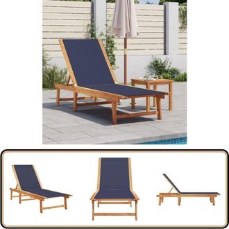 vidaXL Vidaxl - Sonnenliege Blau Massivholz Akazie und Textilene - Sonnenliege - Gartenliege - Liegefläche - Holzliege - Outdoor Möbel