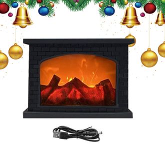 Generico Dekorative Kaminlaternen: Kompakte flammenlose LED-Taschenlampe, Feuernachbildung mit wiederaufladbaren Batterien, rustikales dekoratives Stimmungslic