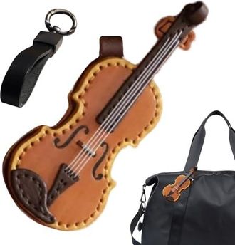 Generico Erconsso Porte-cl&eacute;s violon en cuir, instrument de musique | Accessoire de sac &agrave; main pour homme et femme pour No&euml;l, remise de dipl&ocirc;me, vacances, f&ecirc;te 