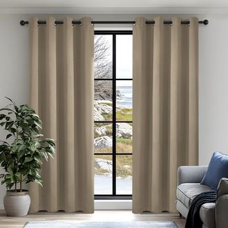 Deconovo 100% Verdunkelungsvorhang Gardinen mit &Ouml;sen Schlafzimmer Blickdicht Vorhang Verdunkelung Vorh&auml;nge Wohnzimmer W&auml;rmeisolierend Thermoisolierung, 214x132