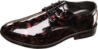 Generic Chaussures habill&eacute;es daffaires pour homme verni sans lacets &agrave; enfiler - Bout pointu - Chaussures en cuir &agrave; talon bloc - Antid&eacute;rapantes - Tendance - Po