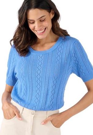 Damart Pull Maille ajour&eacute;e Femme Bleu Taille 46/48