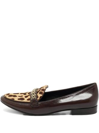Tory Burch calf hair chain loafers - Braun