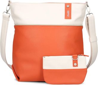 zwei Damen Umh&auml;ngetasche Jana J12 Crossbody Bag 9 L Handtasche Bicolor Canvas-Stil passender Kosmetikbeutel extra Schultergurt & Schl&uuml;sselband, Schultertas