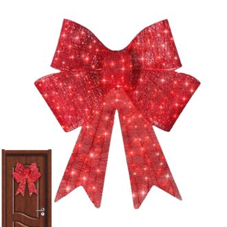 Generico Lighted Christmas Wreath - Festliche Wanddekoration, 60 cm (23,6 Zoll), rotes Design, Feiertagst&uuml;r, Feiertagsdekoration, Winterdekoration, Roter Schle
