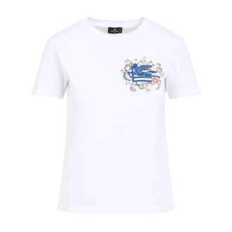 Etro White Pegaso Logo T-Shirt - - Tops - Damen - Wei&szlig; - S