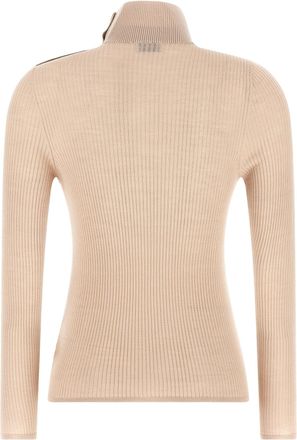 Moncler Ribbed Merino Wool Turtleneck Sweater - Beige