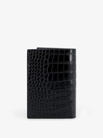 Tom Ford Mens Leather Wallet Crocodile Print Black & Cardholders