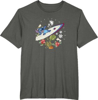 Disney Lilo & Stitch On A Surfboard Flower Circle 2002 T-Shirt