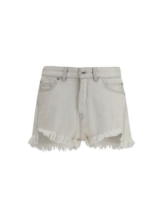 Rick Owens Womens Shorts Temple Bias Cutoffs Milk Denim Cotton
