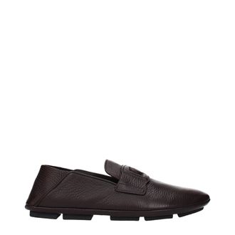 Dolce & Gabbana Braune Leder Slipper