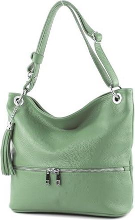 modamoda.de T143 - ital. Sac &agrave; bandouli&egrave;re en cuir, Gris vert, Voir description