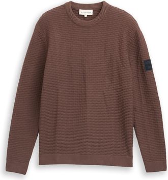 Tom Tailor Herren 1048727 Strickpullover mit Rundhalsausschnitt, 38833-Bag Brown, XXL