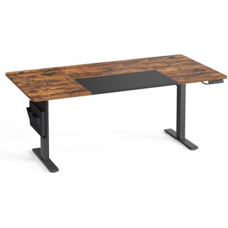 Songmics Bureau R&eacute;glable en Hauteur, 180 x 80 cm, Fonction M&eacute;moire, Port USB-C, Marron et Noir