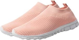 Frcolor Chaussures Running Femme L&eacute;g&egrave;res Respirantes Mesh pour Sport Outdoor Confort Peau Style D&eacute;contract&eacute; Chic Quatre Saisons Rose