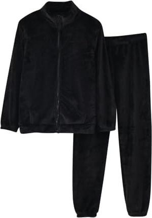 Generic V&ecirc;tements de sport pour femme - Ensemble mignon en velours - 2 costumes &agrave; capuche - Sweatshirt et pantalon de surv&ecirc;tement - V&ecirc;tements de nuit solides 