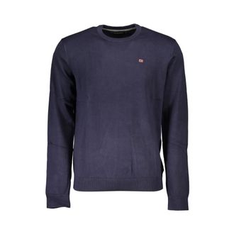 Napapijri Klassischer Blauer Baumwollpullover mit Rundhalsausschnitt - - Knitwear - Herren - Blau - 2XL