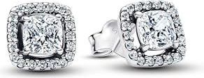 Pandora Pandora Timeless 293551C02 Boucles doreilles carrées en argent sterling avec zircone cubique