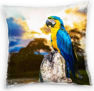 Paul Sinus Art Tiere, Nahaufnahme, Papagei, Brasilien, gelb, blau Deko Kissen 40x40cm f&uuml;r Couch Sofa Lounge Zierkissen - Dekoration zum Wohlf&uuml;hlen