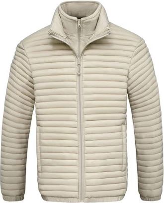 Generic Veste l&eacute;g&egrave;re pour homme, manteau dhiver chaud et isolant matelass&eacute;, veste d&eacute;contract&eacute;e &agrave; fermeture &eacute;clair int&eacute;grale, kaki, taille XXL