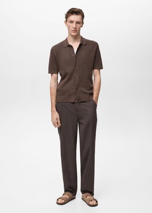 Mango Chemise en maille structurée chocolat - Homme - XXL - MANGO MAN