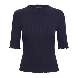 Karen by Simonsen Nachthimmel T-Shirt mit R&uuml;schen - - Tops - Damen - Blau - XS