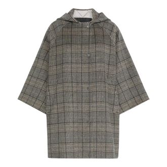 Max Mara Cappotto midi in doppio drap di pura lana Principe di Galles - - Coats - Damen - Grau - XS