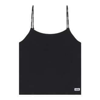 GCDS Gcds, Femme, Tops, Noir, Taille: 40 FR D&eacute;bardeur &agrave; bretelles logo