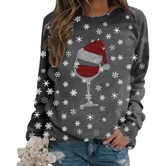 Generic Sweat-Shirt féminin à col Rond et Manches Longues Design imprimé Discret Tenue décontractée et Tendance pour Un Usage Quotidien Coupe Confortable et S