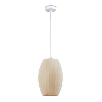 Paco Home H&auml;ngelampe Pendellampe Pendelleuchte Wohnzimmer Schlafzimmer Esszimmer Modern Lampenschirm Nylon Uni E27, Lampenart:Pendelleuchte - Typ 4, Farbe:Beige