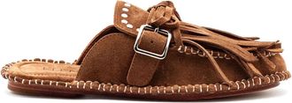 Elena Iachi Femme, Chaussures, Brun, Taille: 41 EU Mule en daim &agrave; franges