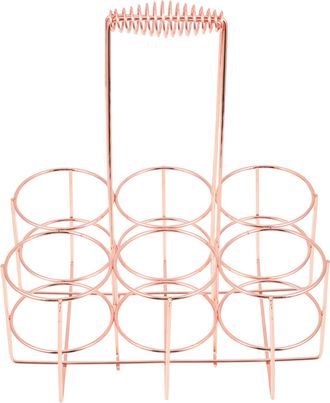 Pretyzoom Eisen Flaschenhalter Bierflaschentr&auml;ger Ros&eacute;gold Tragbarer Flaschenkorb Weinregal F&uuml;r Bar Zuhause Party Getr&auml;nketr&auml;ger Mit Griff Praktisches Aufbewahr