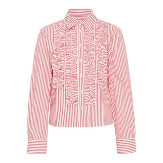 Part Two Chemisier &agrave; Rayures Rouges avec Volants - Femme - Blouses et Chemises - Multicolore - Taille: 42 FR