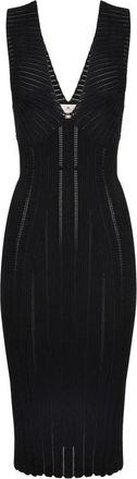 Elisabetta Franchi Femme, Robes, Noir, Taille: 38 FR Robe Midi &agrave; Col en V