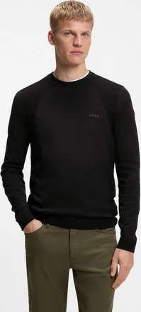 HUGO BOSS Strickpullover Rundhalsauswschnitt, Regular Fit, Struktur-Strick