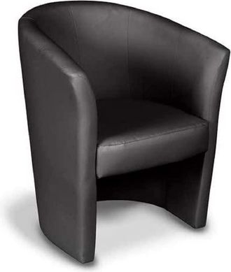 Dmora Sessel Abrera, Wohnzimmersessel, gepolsterter Sitz, Stuhl mit Armlehnen aus Kunstleder, 64x63h76 cm, Schwarz