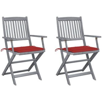 vidaXL Klappbare Gartenst&uuml;hle 2 Stk. mit Sitzkissen Massivholz Akazie vidaXL370093