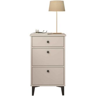 PEGANE Table de chevet, table de nuit avec 3 tiroirs coloris Blanc - Hauteur 70 x Longueur 42 x profondeur 35 cm